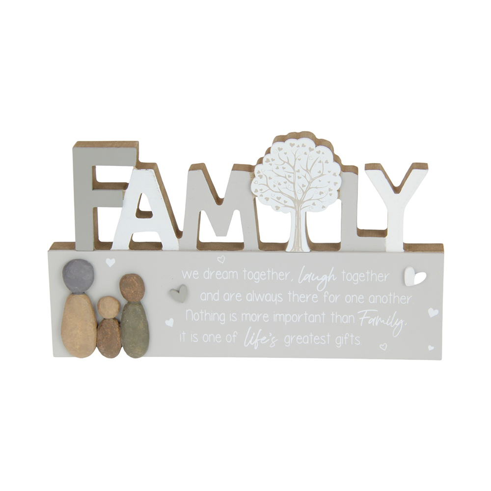 Family Wording Plaque with Cute Stone Family | Casaliving — Casa Living